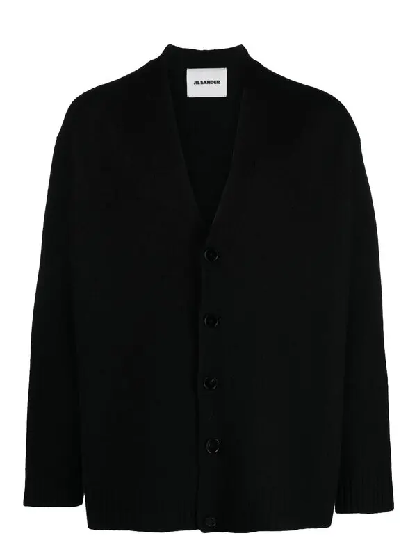 JIL SANDER Oversized Wool Cardigan - Black