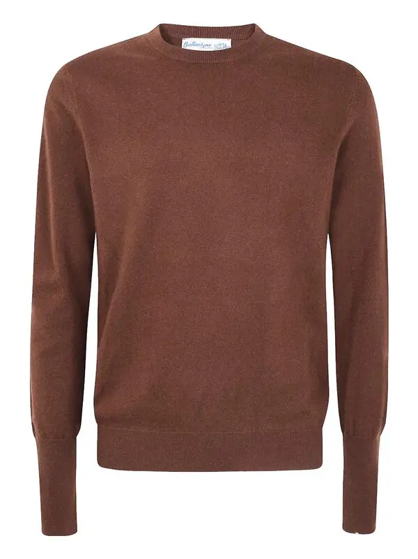 BALLANTYNE R Neck Pullover - Brown