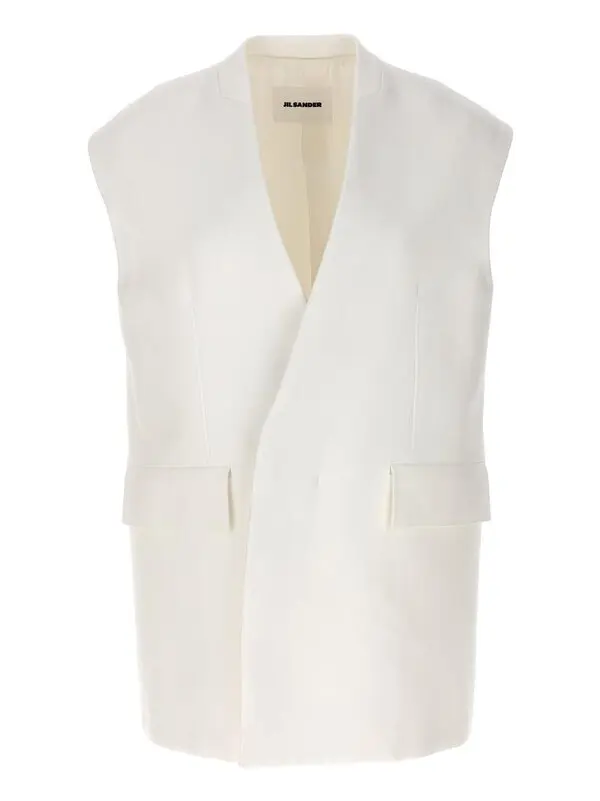 JIL SANDER Oversize Tailored Vest - White