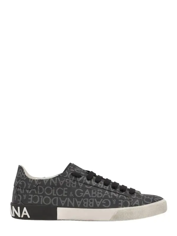 Dolce & Gabbana Portofino Leather And Fabric Low-top Sneakers - Black