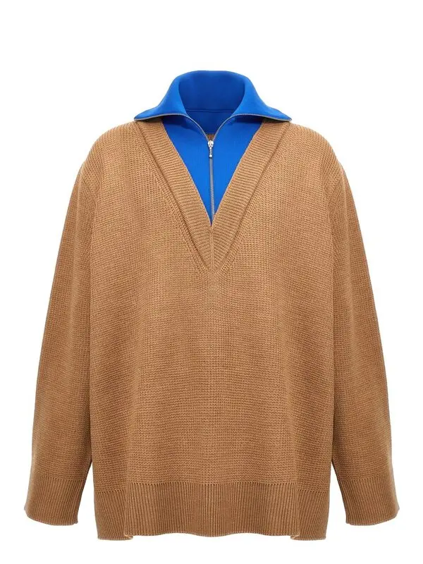 JIL SANDER Half-zip Wool-blend Sweater - Multicolor