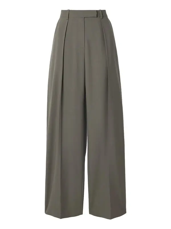 SALON 1884 Net Sustain Odile Pleated Wool Wide-leg Pants - Brown