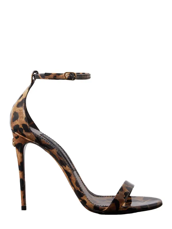Dolce & Gabbana Leopard-print Patent-leather Sandals - Animal Print