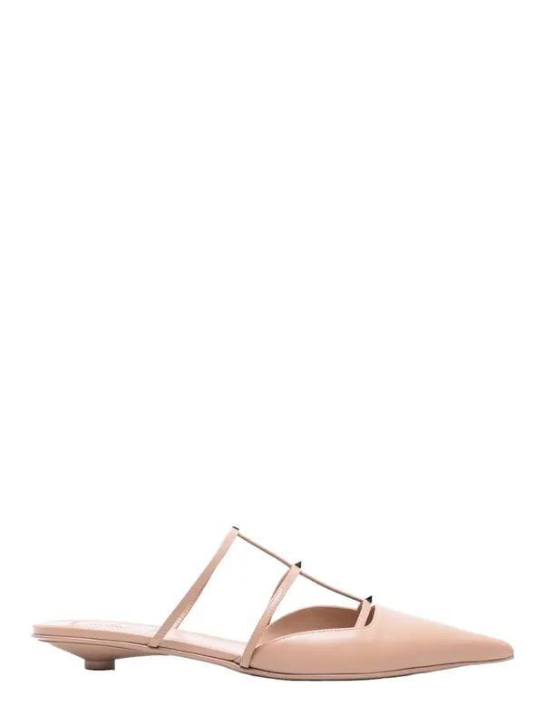 Valentino Garavani Rockstud Wispy Leather Mules - Neutrals