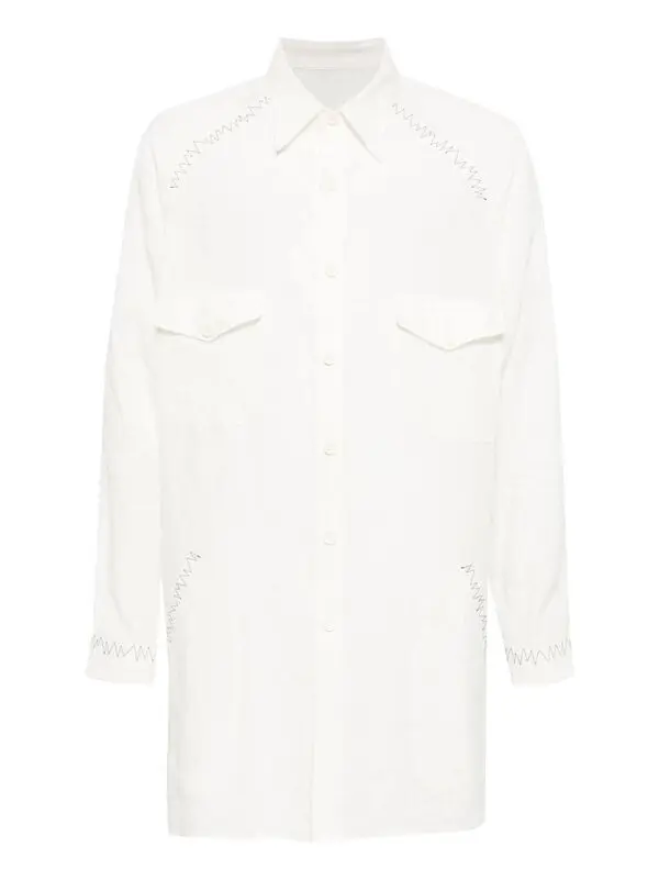 Yohji Yamamoto Contrast-stitching Linen Shirt - White