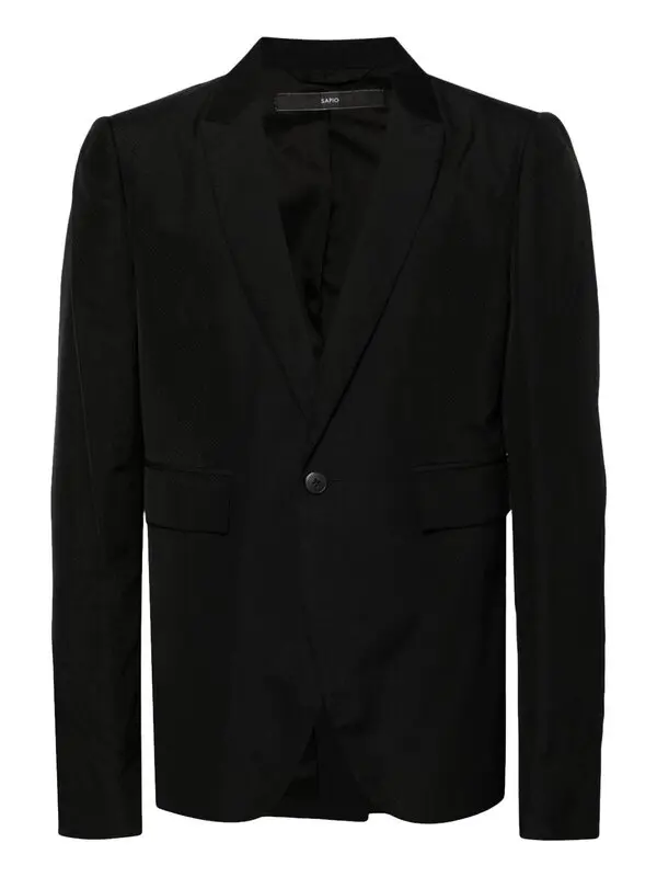 SAPIO Single-breasted Jacquard Blazer - Black