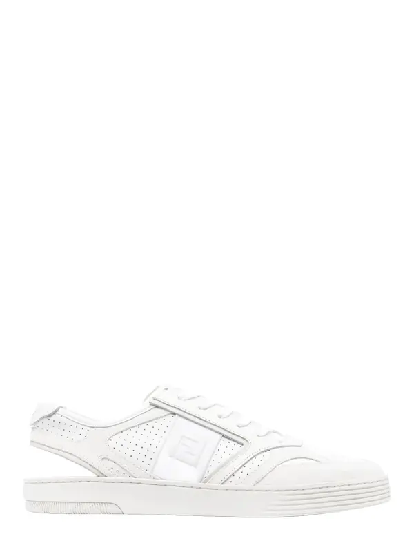 Fendi Ff-embroidered Lace-up Sneakers - White