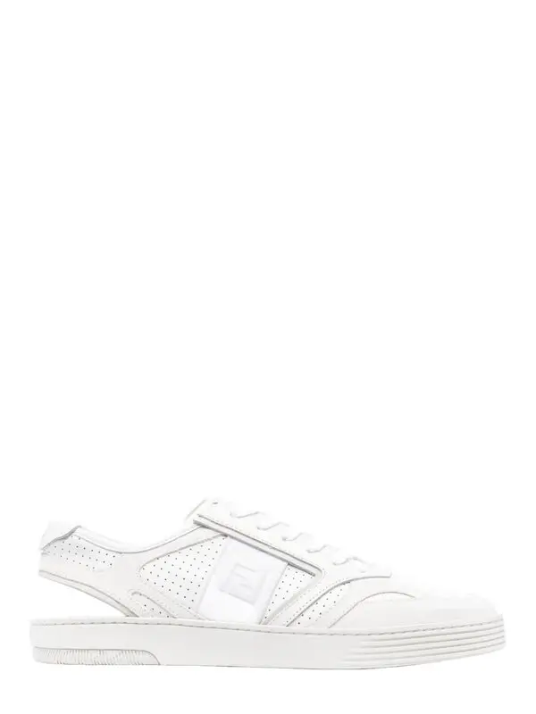Fendi Ff-embroidered Lace-up Sneakers - White