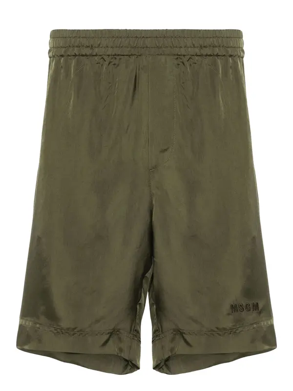 MSGM Embroidered-logo Track Shorts - Green