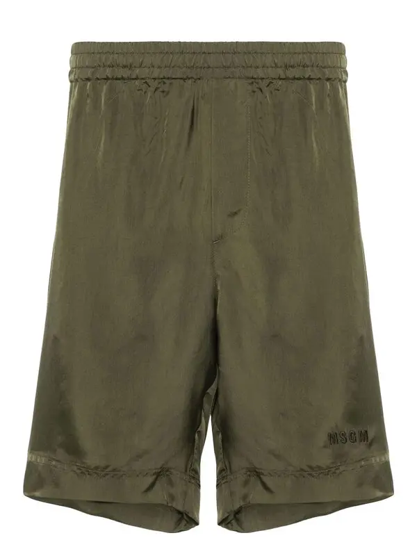 MSGM Embroidered-logo Track Shorts - Green