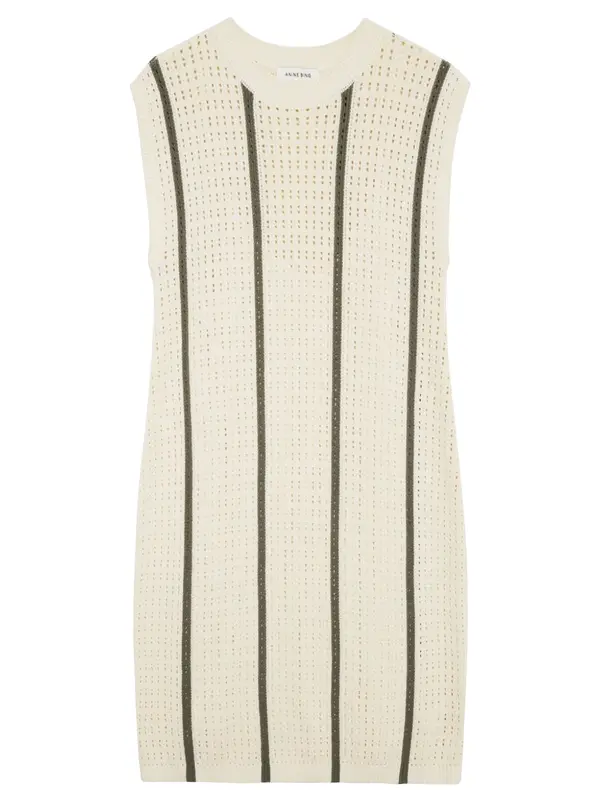 ANINE BING Lanie Open-knit Minidress - Neutrals