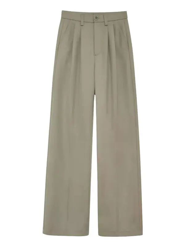 ANINE BING Carrie Pleat-detail Wool Trousers - Grey