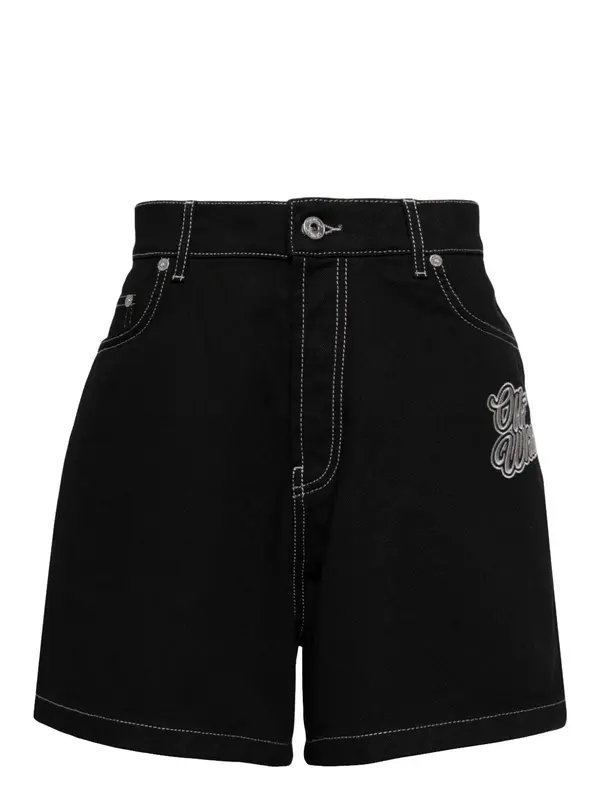 Off-White Logo-appliqué Denim Shorts - Black
