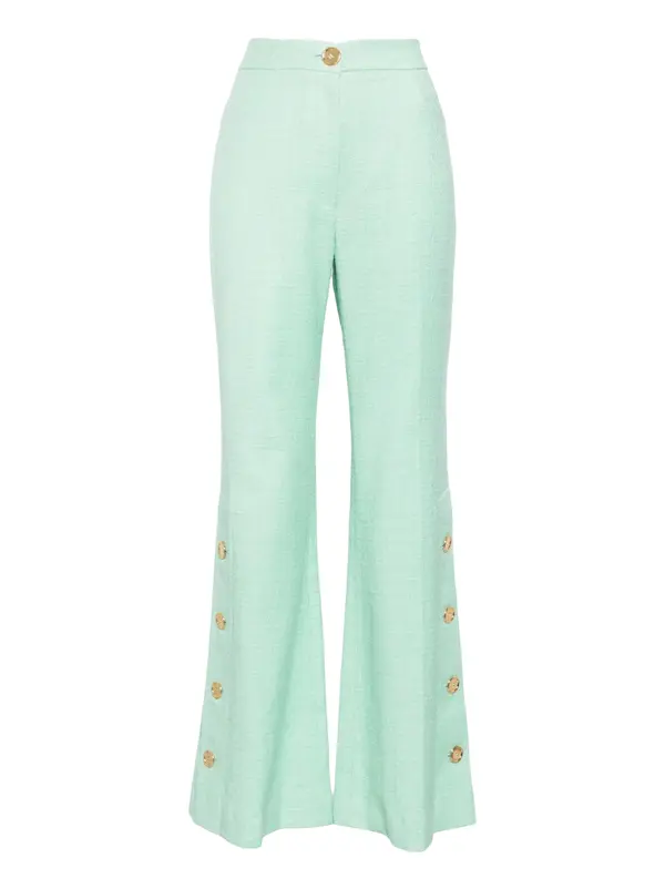 Patou Button-hem Flared Trousers - Green