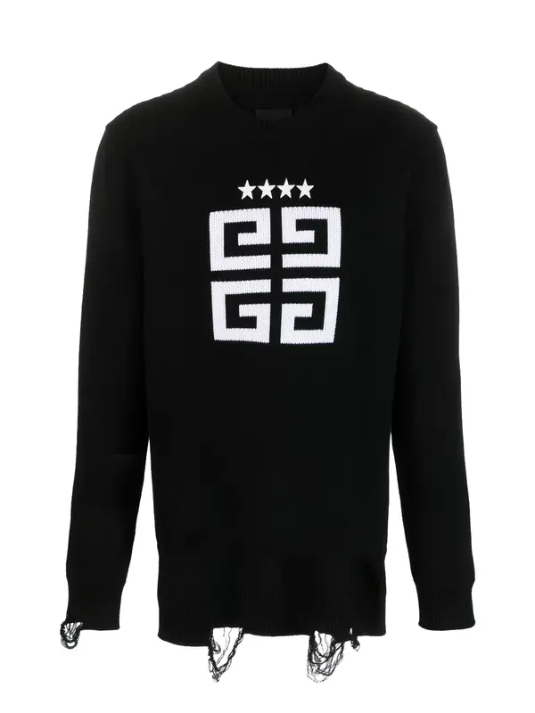 Givenchy 4g-motif Distressed Sweatshirt - Black