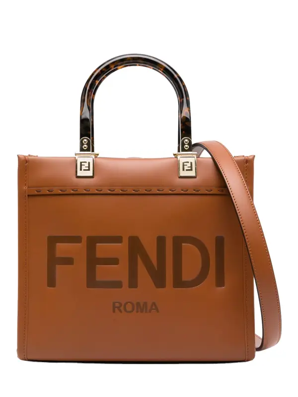 Fendi Small Sunshine Leather Tote Bag - Brown