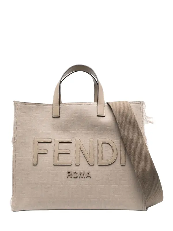 Fendi Large Ff Jacquard Tote - Grey