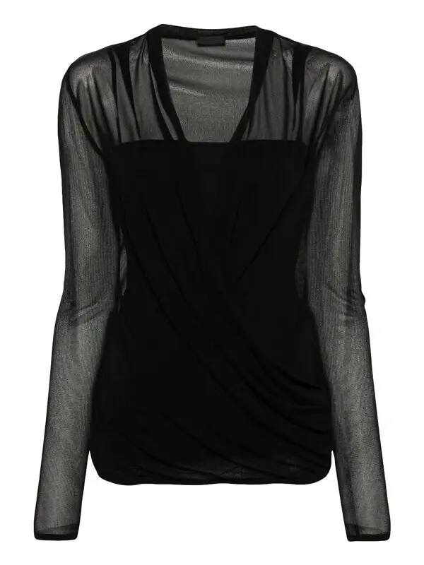 Givenchy Mesh Wrap Blouse - Black