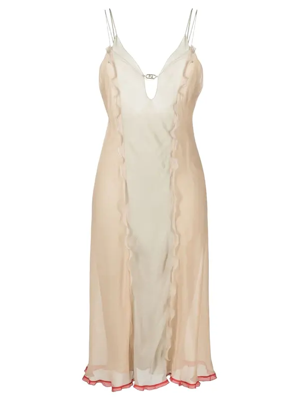 Fendi Silk Midi Dress - Neutrals