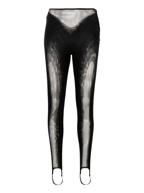 MUGLER Stirrup Mesh Leggings - Black