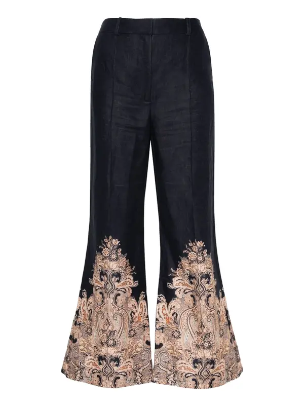 Zimmermann Natura High-waisted Flared Trousers - Blue