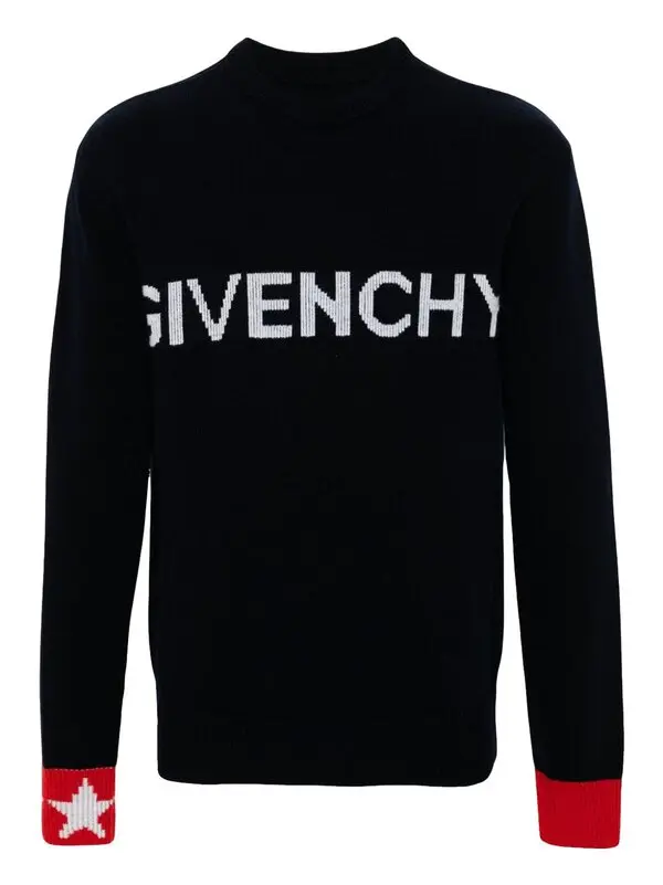 Givenchy Logo Intarsia Wool Sweater - Blue