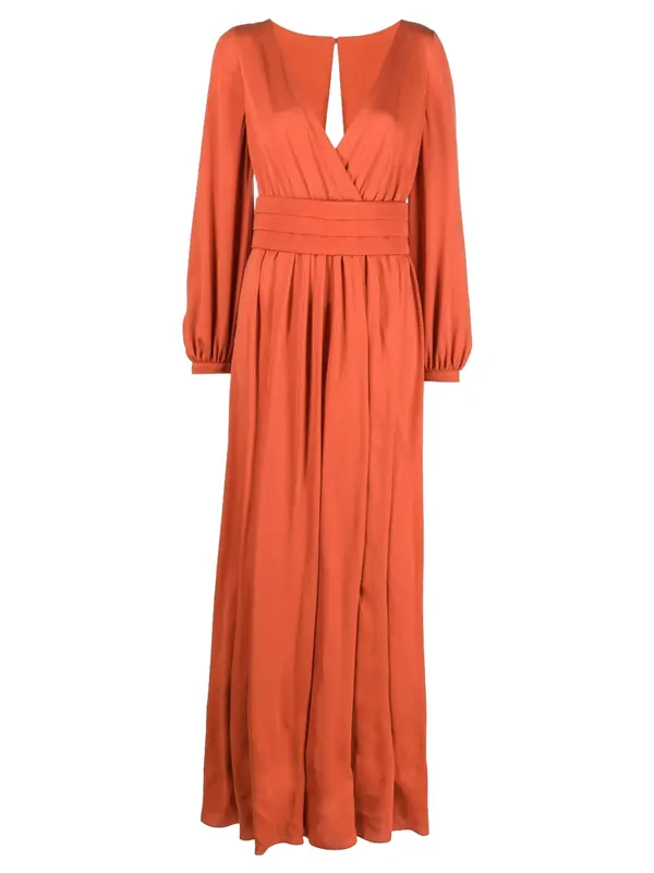 Max Mara Pleated-waist Maxi Dress - Orange