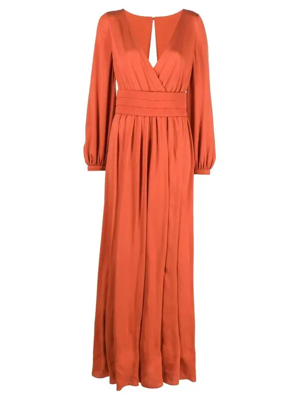 Max Mara Pleated-waist Maxi Dress - Orange