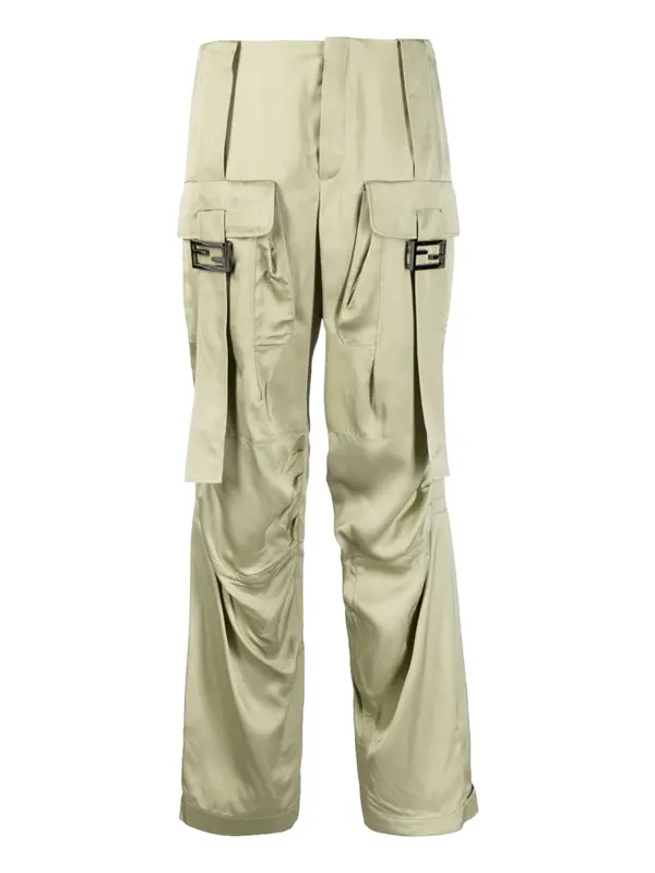 Fendi Satin-finish Cargo Trousers - Green