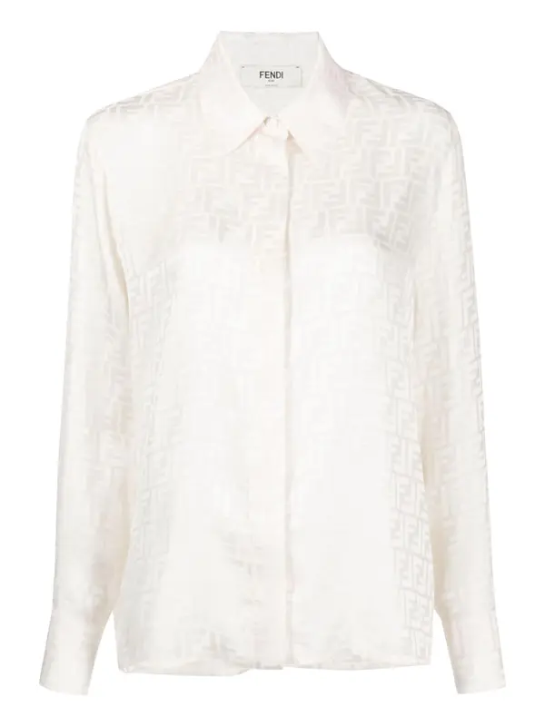 Fendi Ff-jacquard Silk Shirt - Neutrals