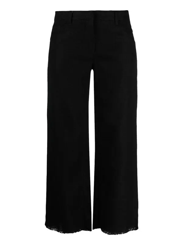 Max Mara Cropped Linen-blend Trousers - Black