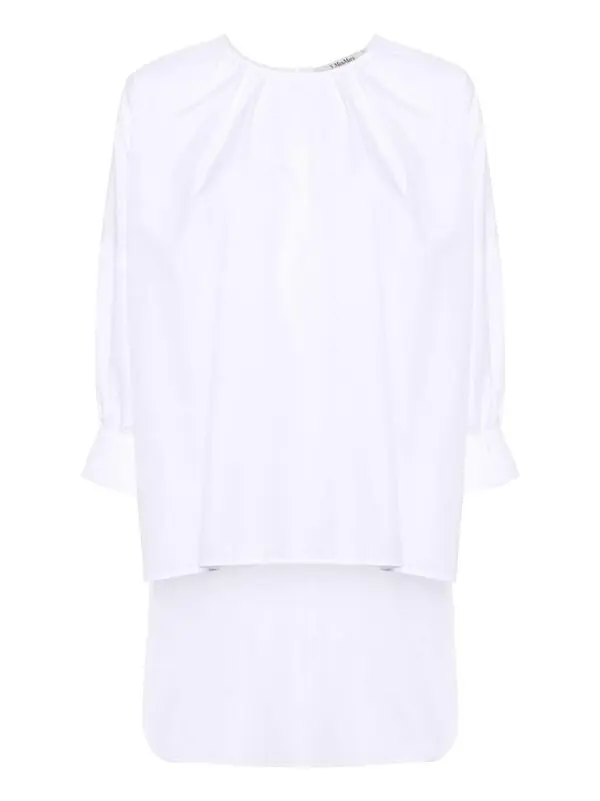 Max Mara Pleated Crew-neck Blouse - White