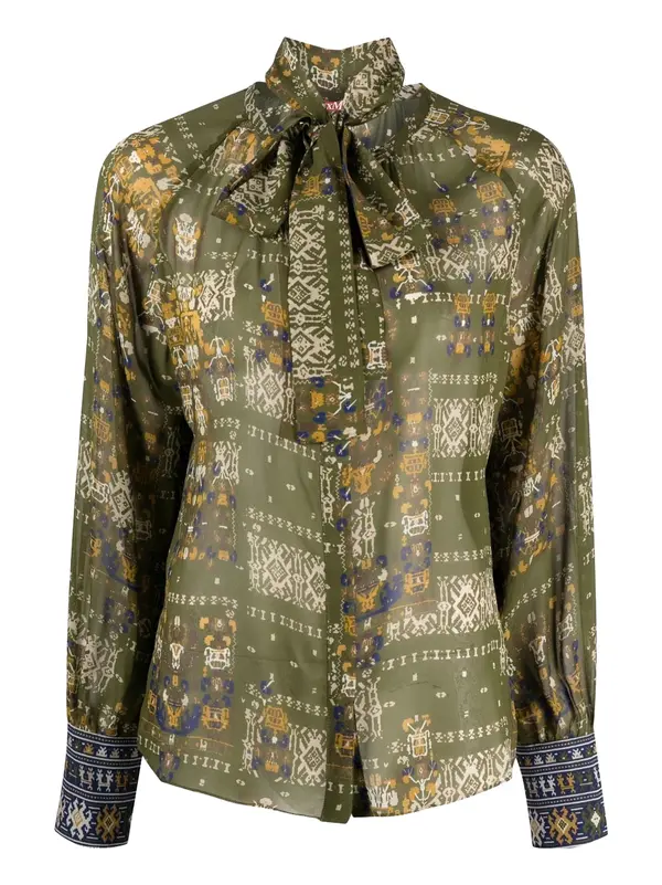 Max Mara Abstract-print Shirt - Green