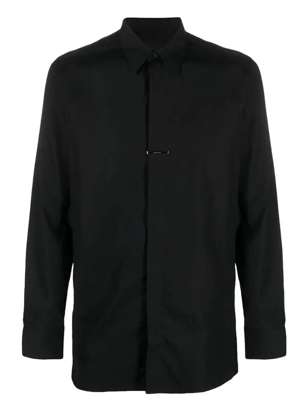 Givenchy Logo-plaque Pointed-collar Cotton Shirt - Black