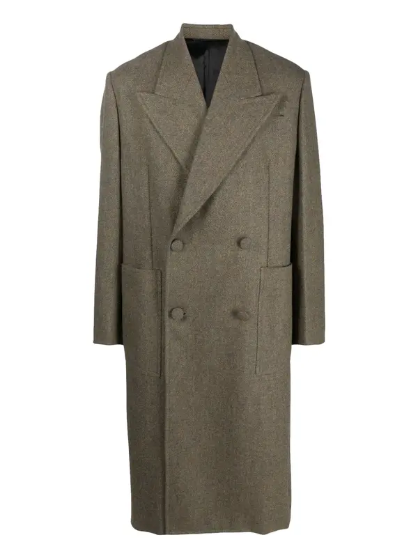 Givenchy Double-breasted Herringbone Wool Coat - Green