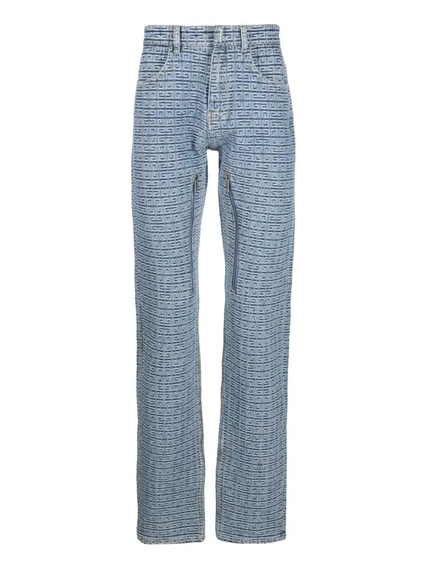 Givenchy 4g-motif Straight-leg Jeans - Blue