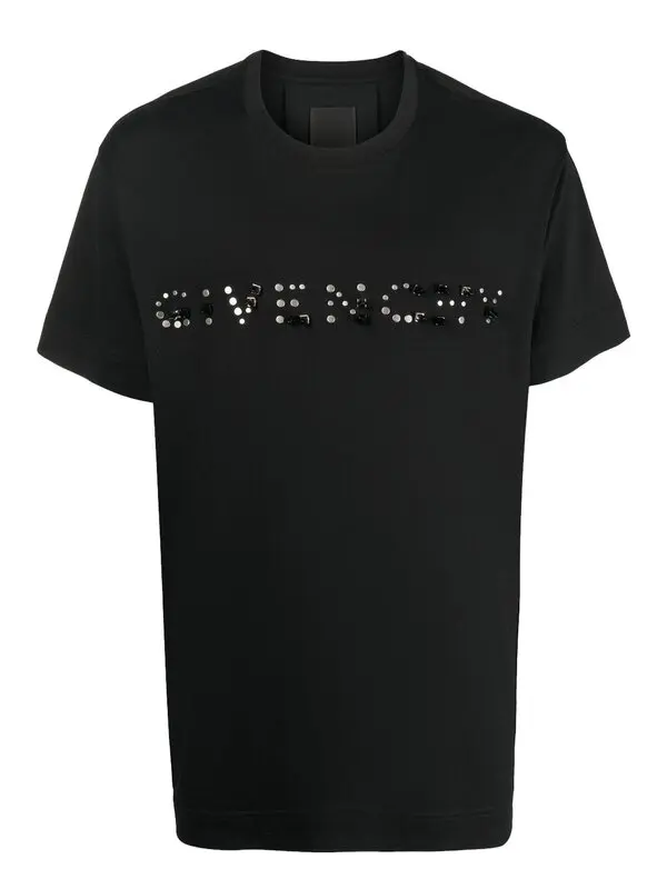 Givenchy Stud-embellished Logo Cotton T-shirt - Black