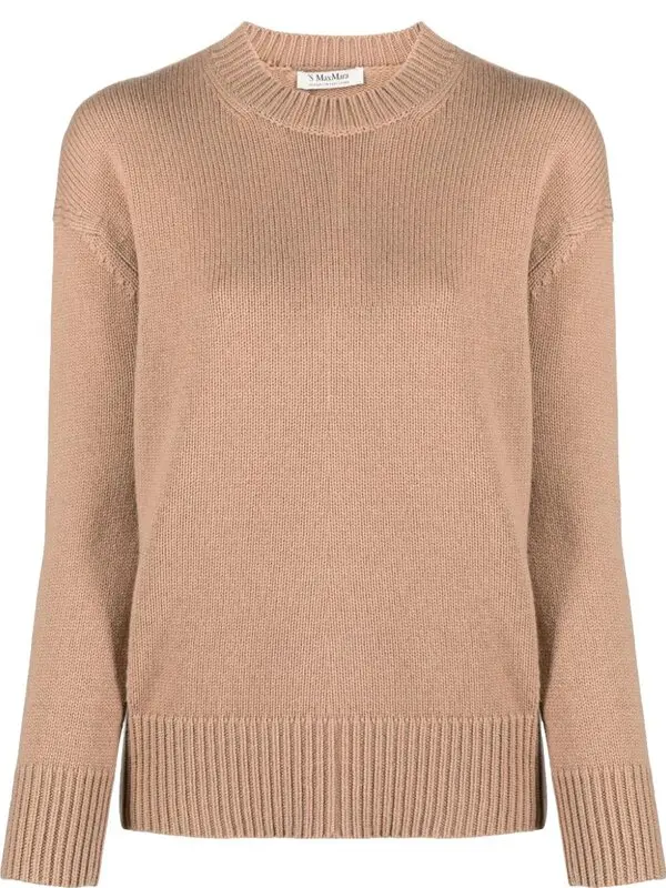 Max Mara Round-neck Wool-blend Jumper - Brown