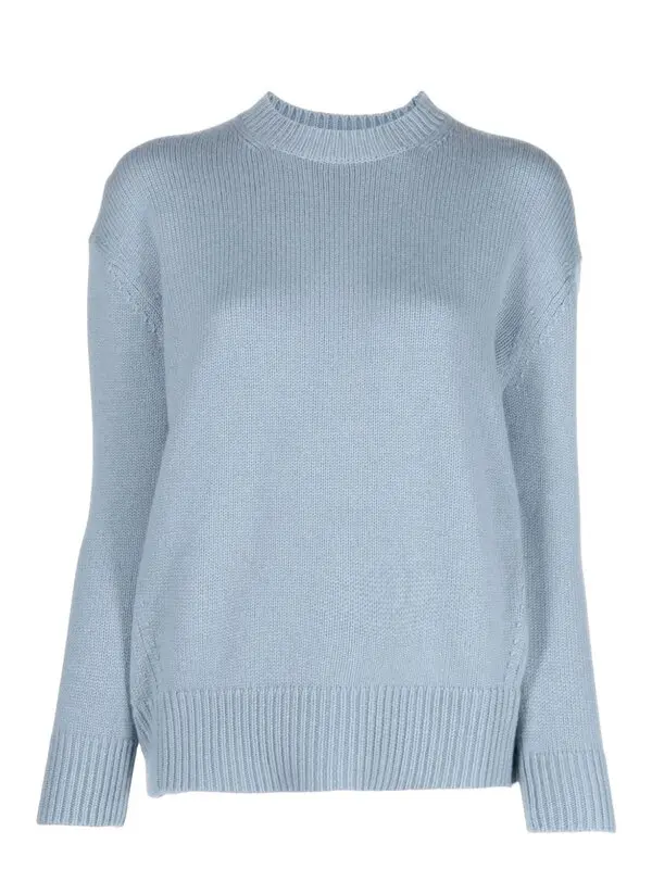 Max Mara Round-neck Wool-blend Jumper - Blue