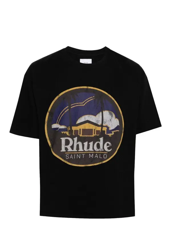 Rhude Logo-print Cotton T-shirt - Black