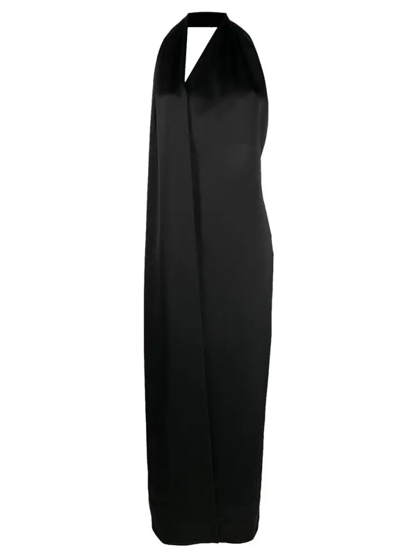 Loewe Scarf Satin Maxi Dress - Black