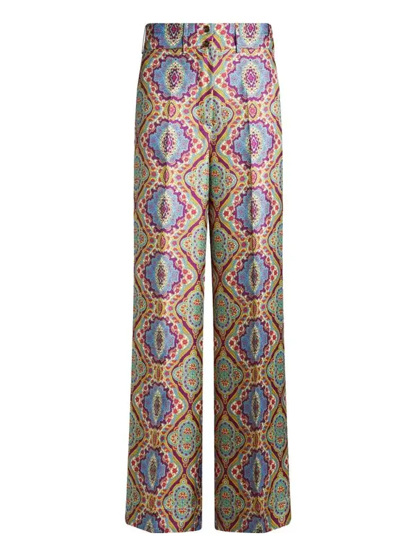 Etro Medallion-print Silk Trousers - Blue