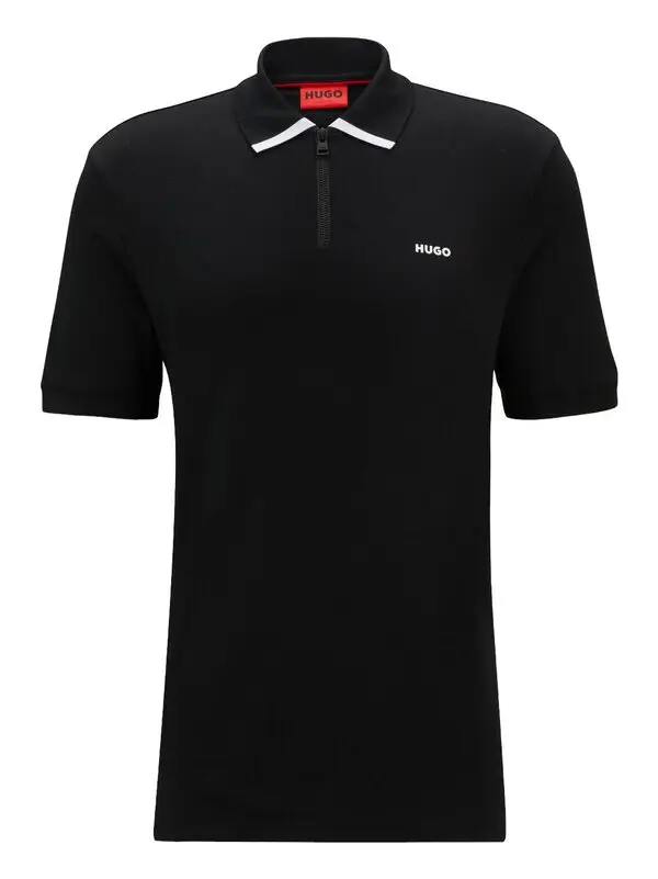 Hugo Logo-print Cotton Polo Shirt - Black