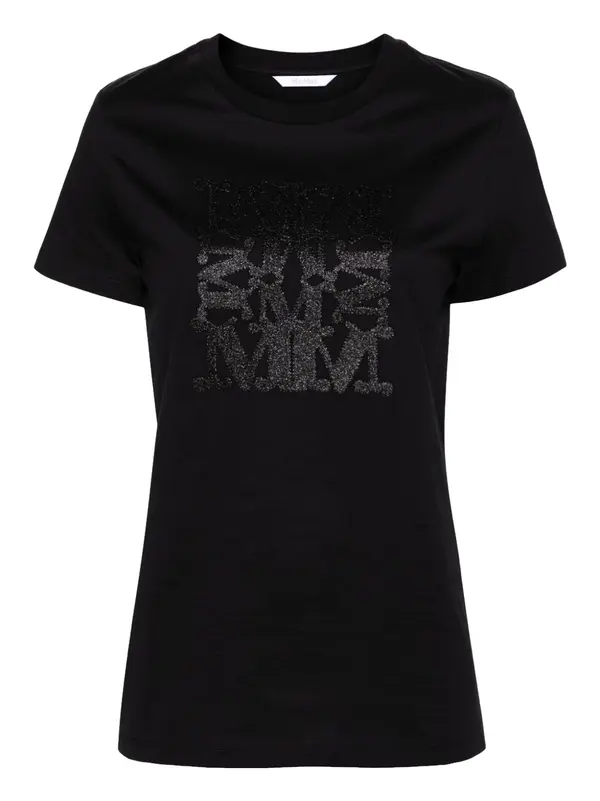 Max Mara Logo-embroidered Cotton T-shirt - Black