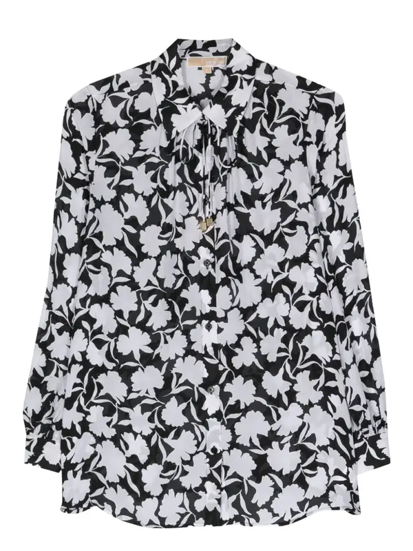 Michael Kors Shadow Floral Crepe Shirt - Black