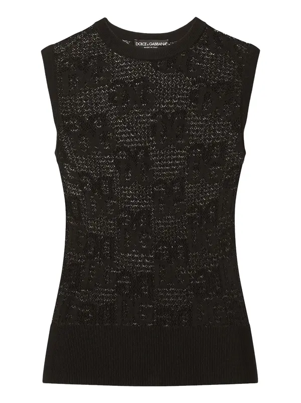 Dolce & Gabbana Sleeveless Lace-stitch Top - Black
