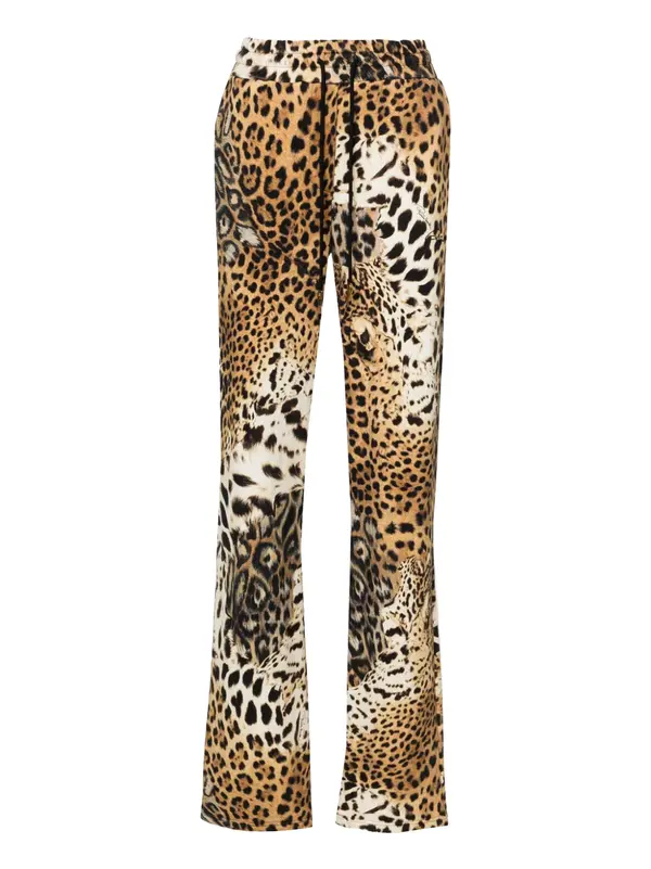 Roberto Cavalli Jaguar Skin-print Cotton Track Pants - Neutrals