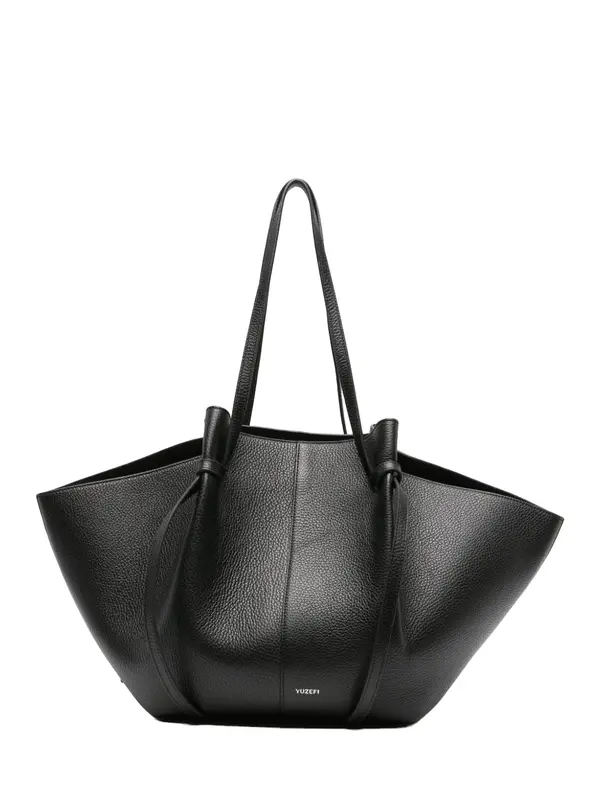 Yuzefi Large Mochi Leather Tote Bag - Black