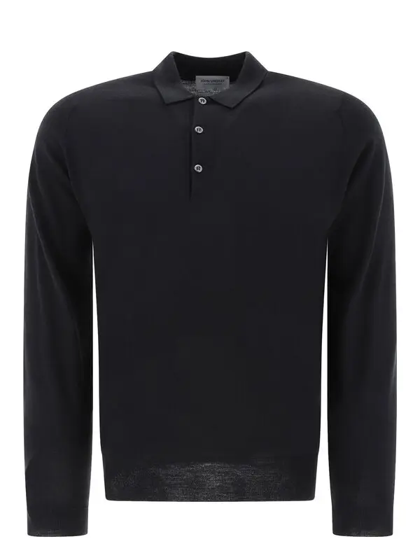 John Smedley Belper' Merino Wool Polo Shirt - Black