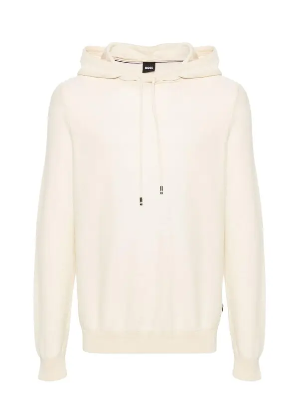 BOSS Knitted Cotton Blend Hoodie - Neutrals